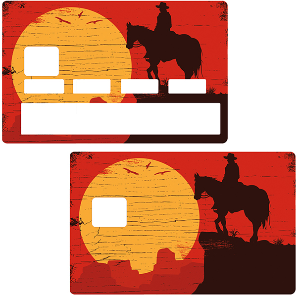 Sticker pour carte bancaire, Cowboy au soleil couchant - Stickers pour ...