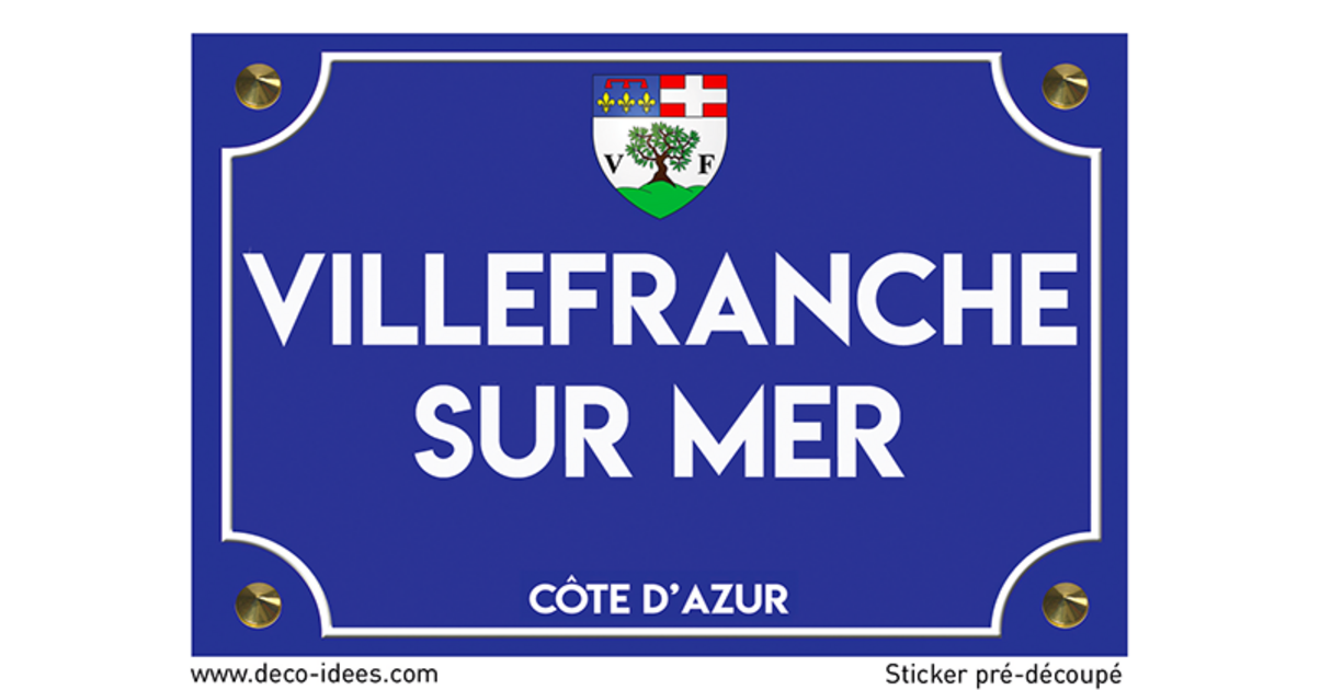 Sticker plaque de rue, VILLEFRANCHE SUR MER - Stickers Blasons ...