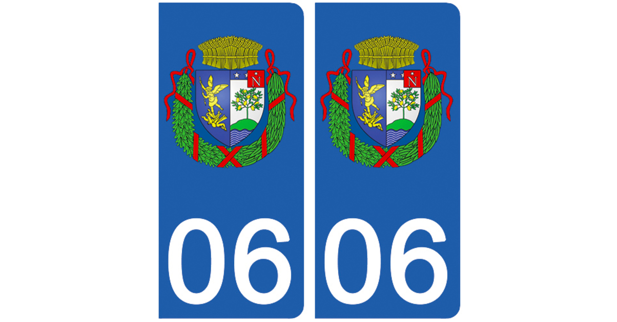 2 stickers pour plaque d'immatriculation Auto, 06 Menton - - The Little ...