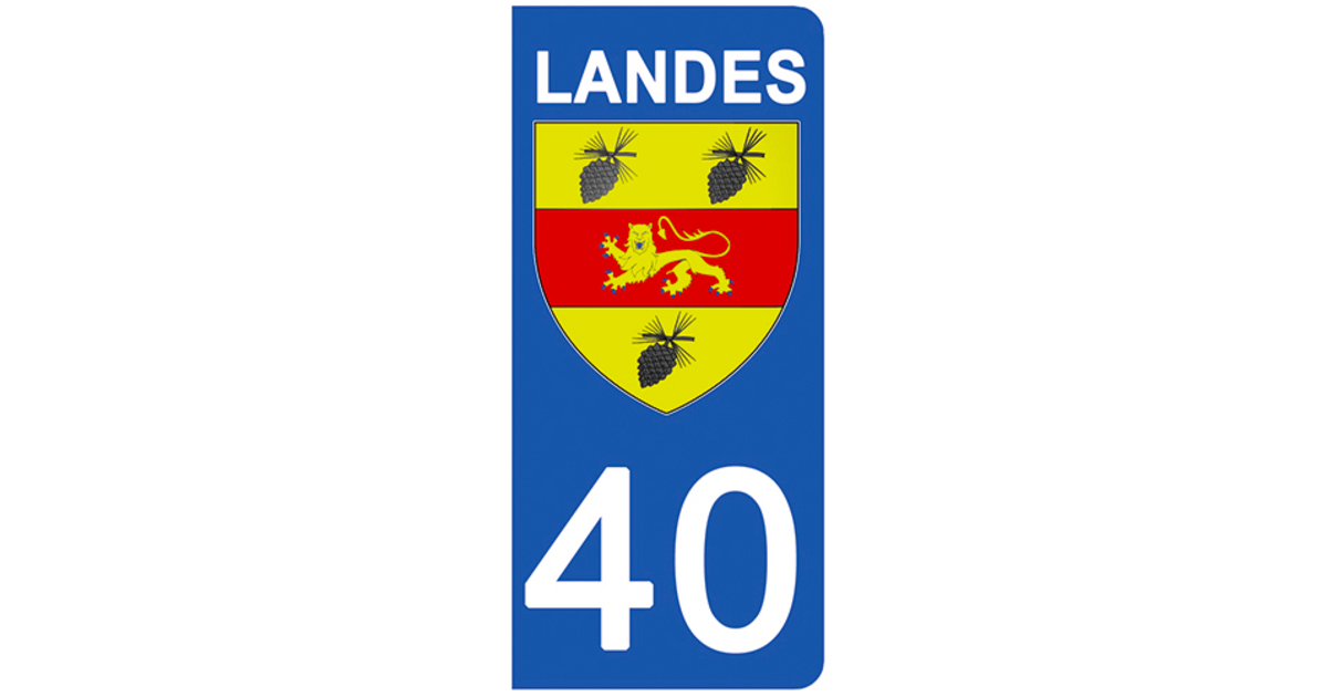 2 stickers pour plaque d'immatriculation Auto, 40 blason des Landes ...
