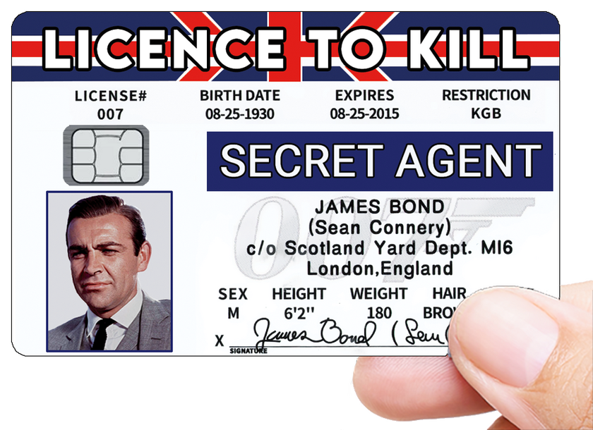 Licence to kill, Sticker pour carte bancaire, format US