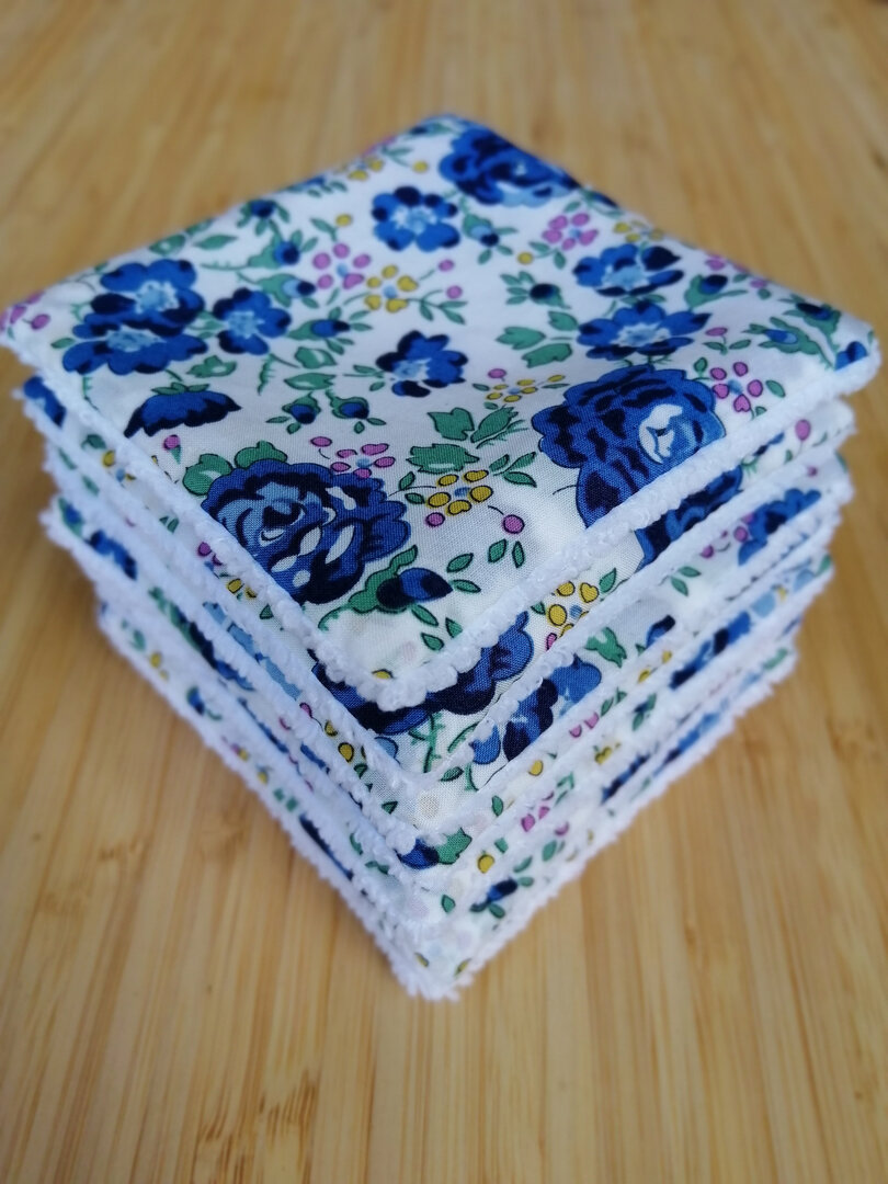 Lot de 8 lingettes démaquillantes lavables tissu Liberty