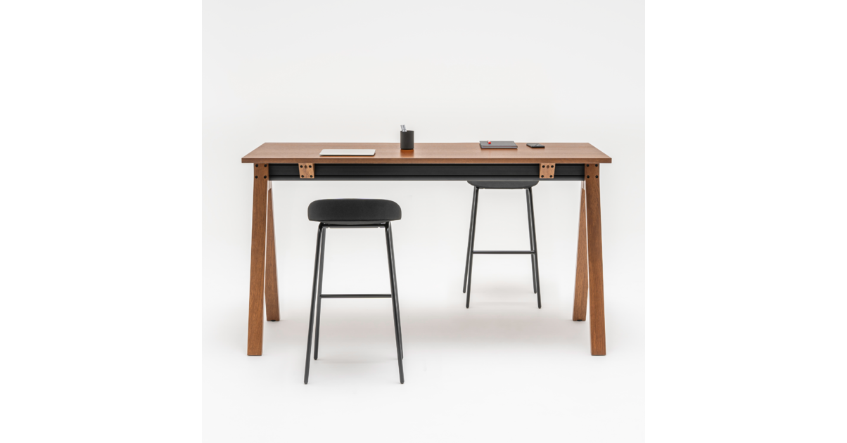 Table haute de réunion design en bois - labureautheque