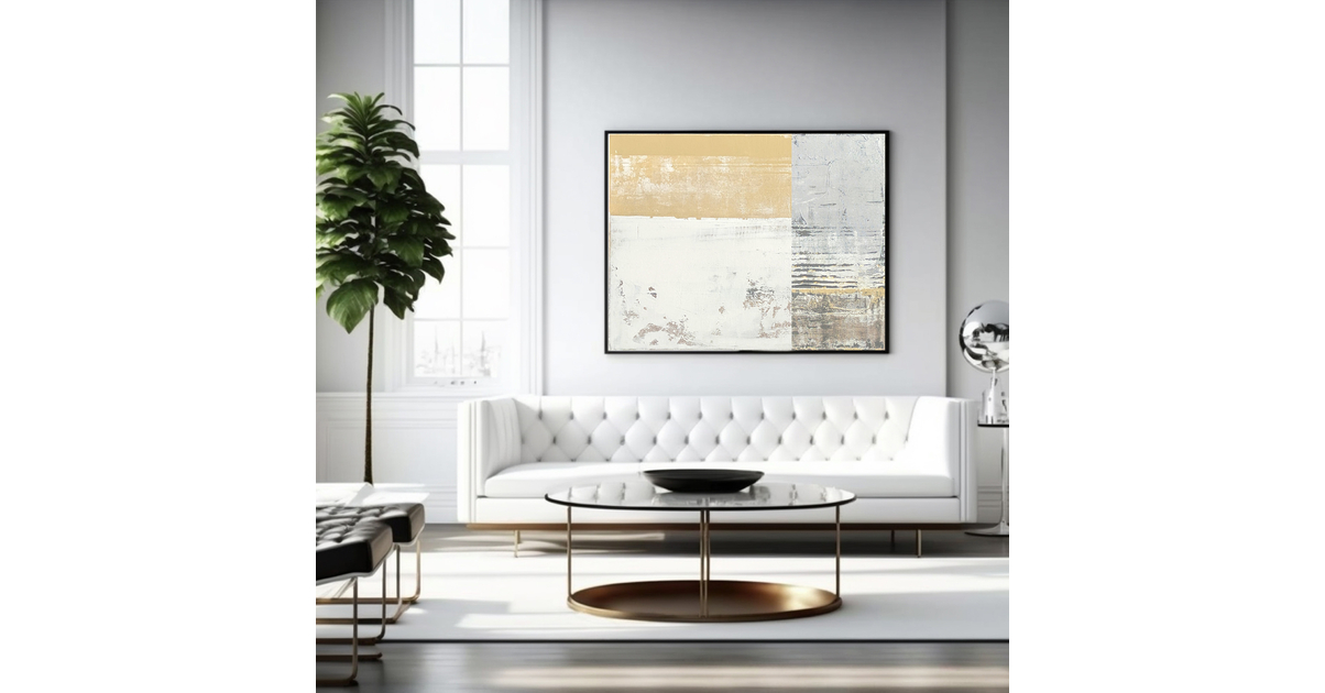 Grand tableau mural salon moderne - Peinture abstraite fait main