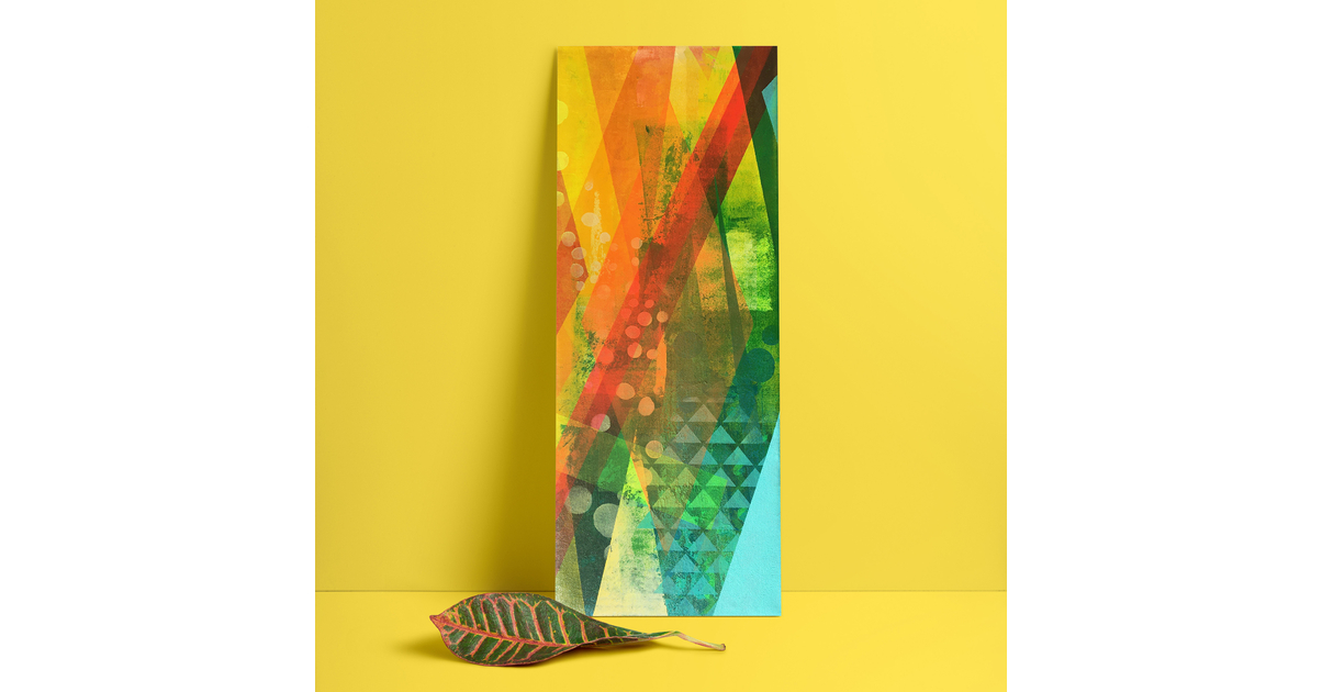 Tableau très coloré design - Peinture acrylique sur toile verticale 20x50cm