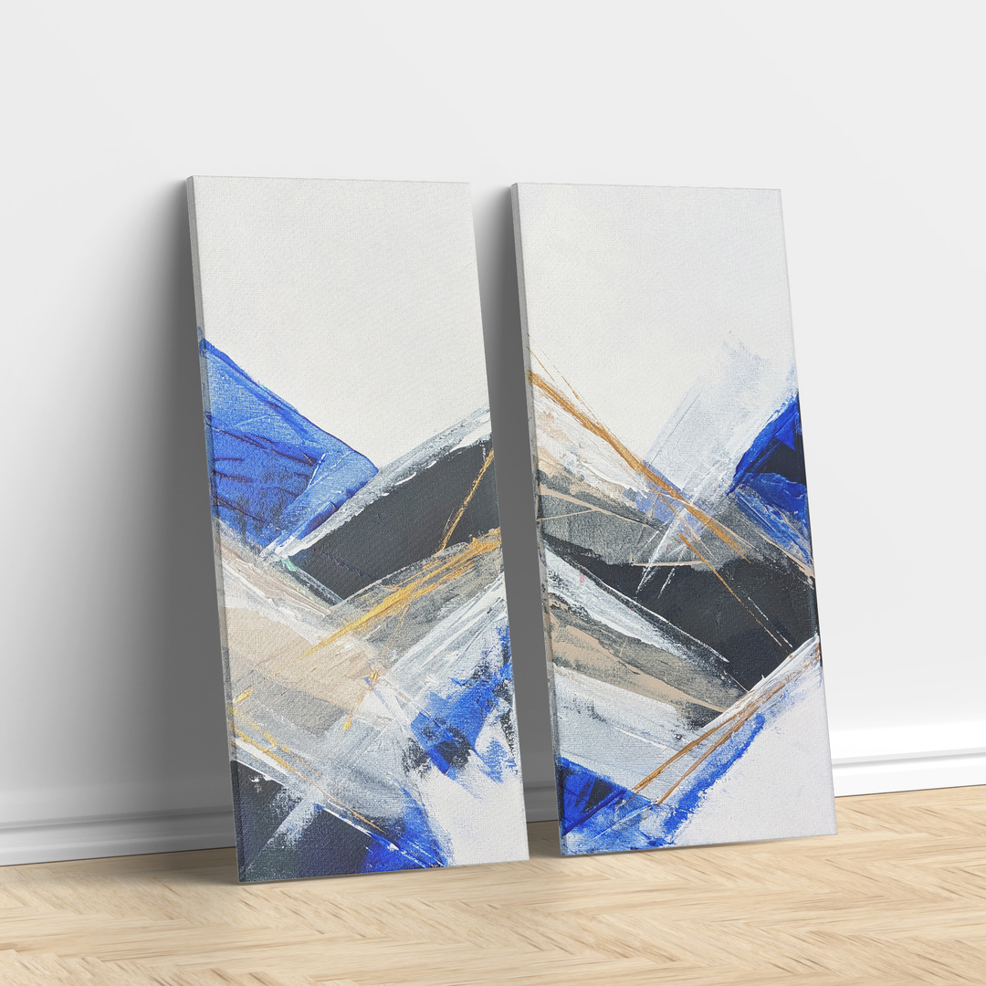 Tableaux décoratifs abstraits fait main, Duo de peintures sur toiles ...