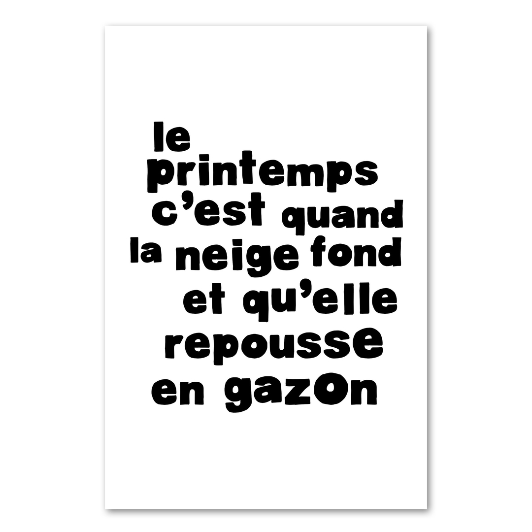 Affiche phrase positive et motivante "Printemps Gazon"