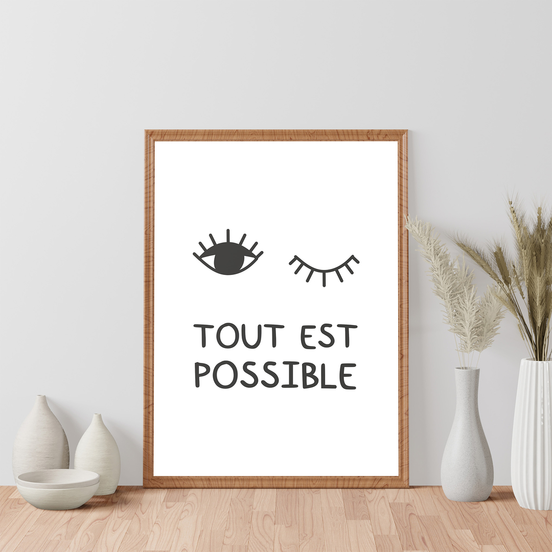 Affiche phrase positive "Tout est possible" - Poster motivant