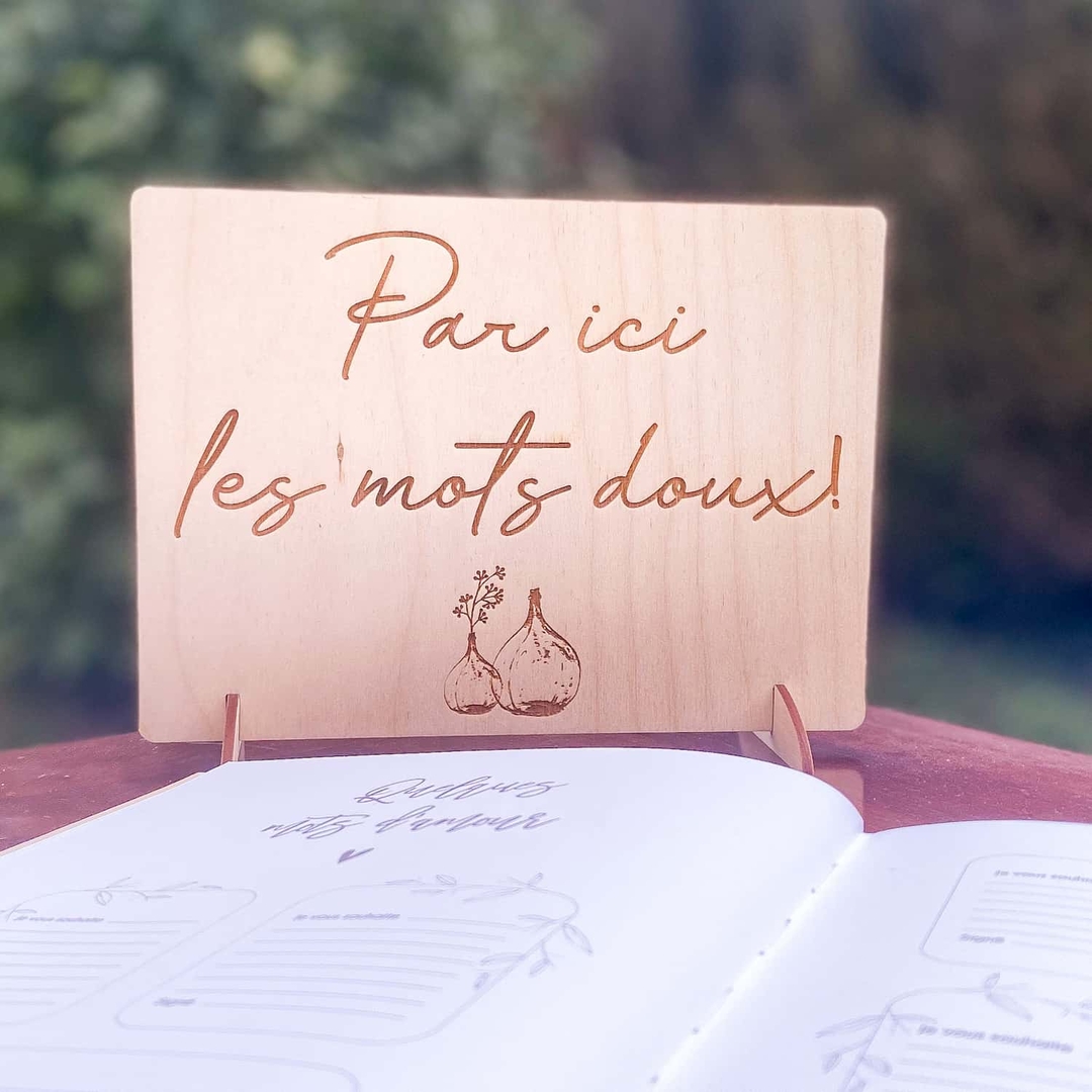Pancarte pour livre d'or « Par ici les mots doux