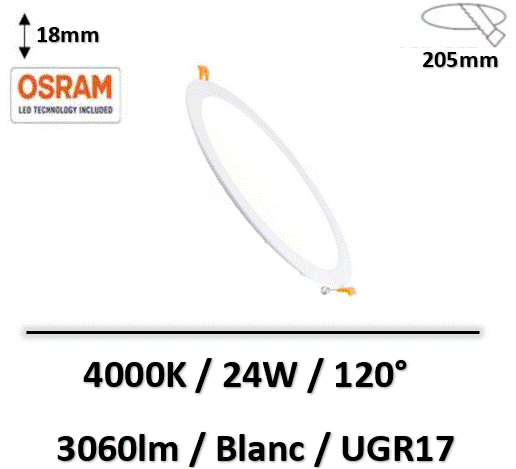 Icilux - Panneau Led Circulaire Série Slim 24W 4000K - PNOSR24W-90944 ...