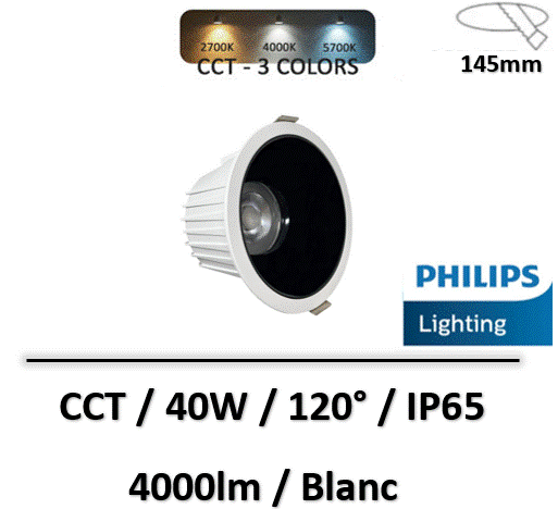 Icilux - Downlight LED 40W Circular - Philips CertaDrive - CCT - UGR13 ...