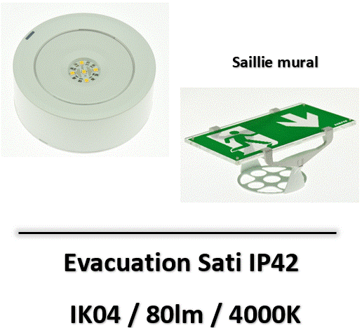 Zemper - Bloc de secours évacuation Spazio Luz SATI - 80lm - IP42 ...