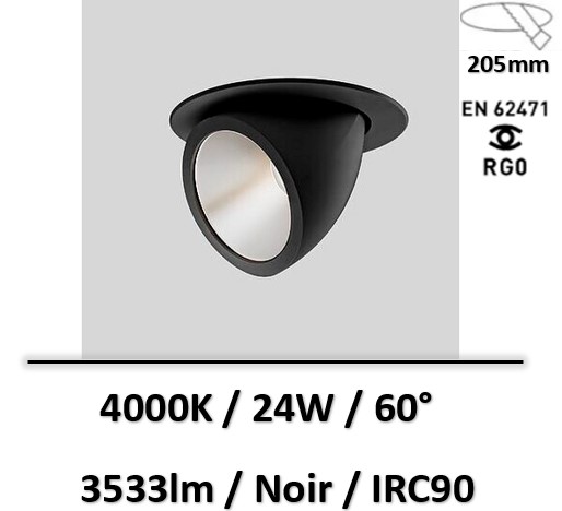 Side light - SPOT LED ESCARGOT ROND INCLINABLE ET ORIENTABLE 24W 4000K ...
