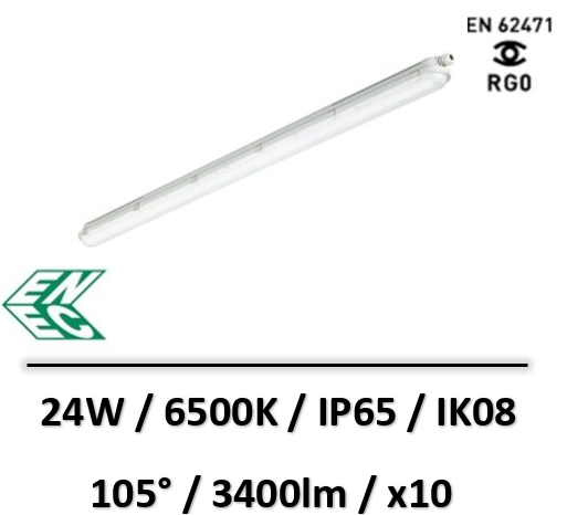 Philips - CoreLine Etanche, 24.3 W, L1500 mm, 3400 lm, 6500 K, Faisceau ...