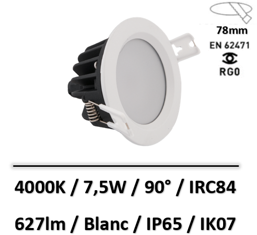 Resistex - AQUALED 627lm BL 4000K - 965704 - Spots LED encastrés/Spots ...
