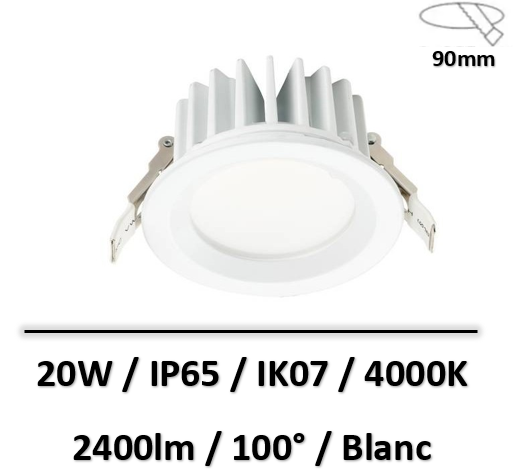 Electra - SUNK BLANC 20W 4000K-IP65-IK07-CLII 2400lm - 100° - 301646 ...