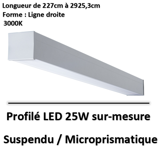 Kanlux - Profilé LED sur-mesure 25W 3000K Diffuseur mircoprismatique ...