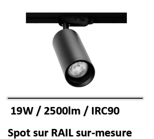 Arkos - spot rail triphasé 19W,IRC90 - FIT80 - Eclairage boutique/Spot ...