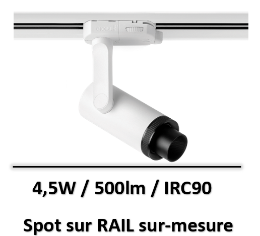 Arkos - spot rail triphasé Plus mini 4,5W,IRC90, 10-41° - Plusmini ...