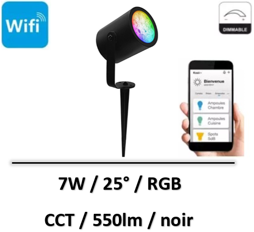 Gap Lighting - Spot LED RGB/CCT dimmable via application 7W Zigbee 25 ...