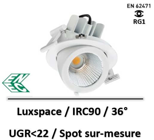 Philips - LuxSpace Accent Compact, version coudée, CRI>90, Faisceau extensif, Blanc, IP20 ...