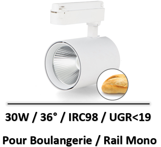 Ledme - Spot Led White Air 30W Sur Rail Monophasé No Flicker ...