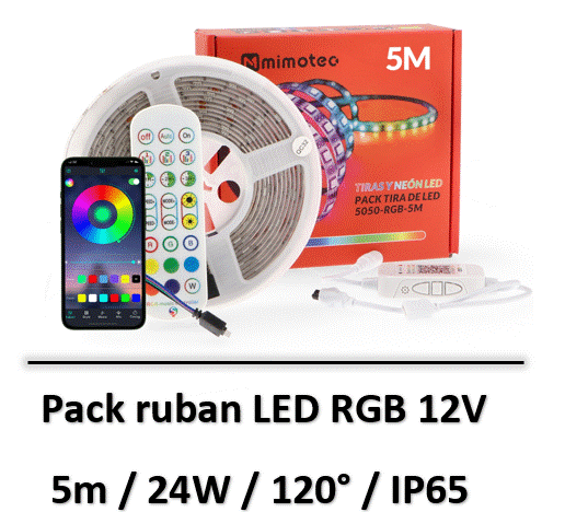 Ledme - Pack Ruban de Led 12V 5050 30L Rgb - 5 Mètres - LM2404 - Ruban ...