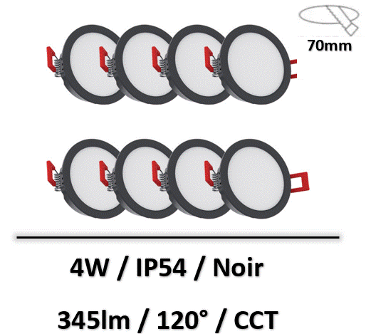 Xanlite - Pack de 8 spots LED intégrées CCT IP54 conso. 4W 345 lumens ...