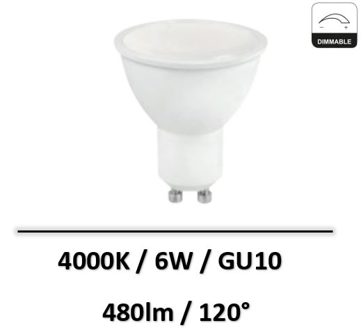 Spectrum Ampoule Led Gu10 6w 4000k Dimmable Woj 14385 Ampoules