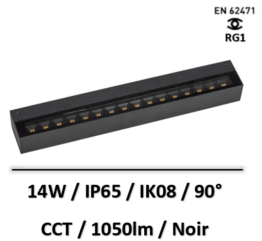 Be-led - HORIZON 500-D-14W-3CCT-IP65-NOIR - BL000186 - Appliques LED ...