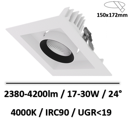 Lited - Downlight LED NOVA 17-30W 4000K Blanc - NOV200-002 ...