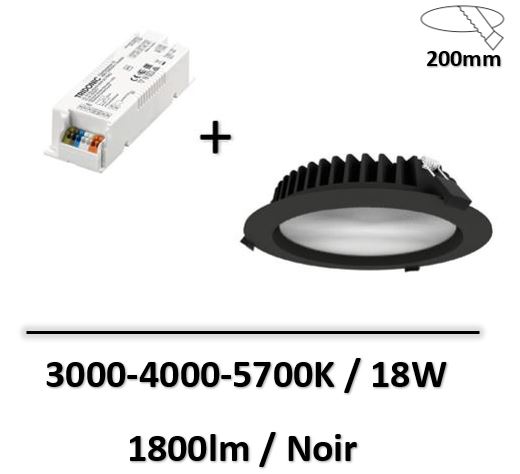 Lited - Downlight LED TERTIA 3000-4000-5700K 18W NOIR 1800LM - TER18 ...