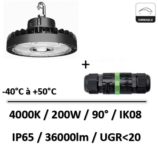 Lited - Luminaire Industriel SOLEM 200W - 90° - SOL200-004 - Luminaire ...