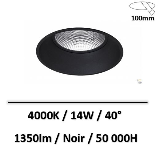 Lited - Downlight LED BOBO 14W - Noir - 105mm - 4000K - BOBO-14N ...