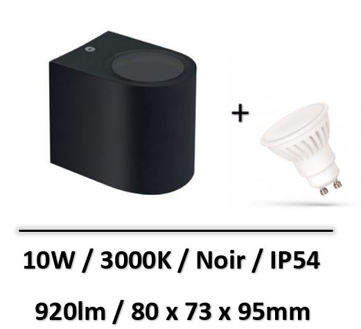 Spectrum - APPLIQUE MURALE LED 10W 3000K NOIR OVALE - WOJ+14308 ...