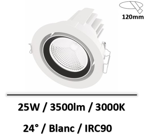 Lited - Downlight LED NOVA 25W - Blanc - 140mm - 3000K - NOV140-001+LF ...