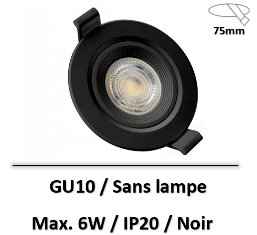 Spectrum - Support GU10 IP20 Noir - SLIP001026 - Spots LED encastrés ...
