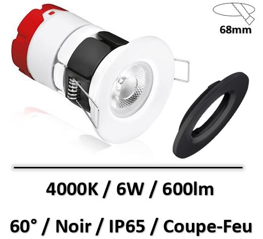 Aurora - Spot Encastré Pare-Feu IP65 6W - Noir - AU-MPR03/40+AU ...