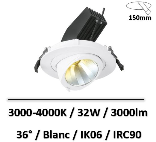 Aurora - Apex™CS Encastré lèche-mur 32W à couleur commutable Blanc - EN ...