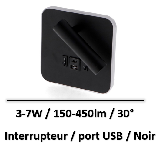 Ledme - Applique Murale Led Réglable Black Tube 10W - LM6140 ...