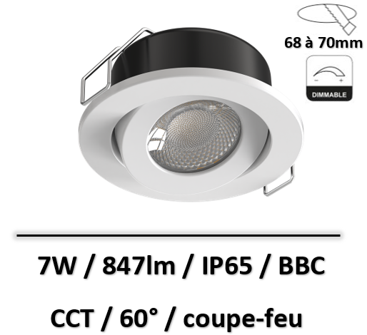 SOLUM - Spot encastrable Coma Blanc CCT 7W IP65 - S0120790D - Spots LED ...
