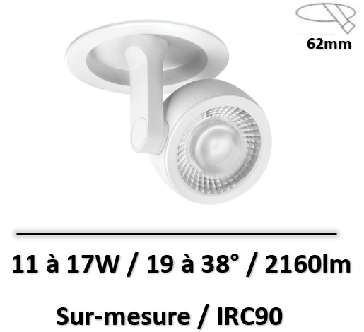 Arkos - SPOT LED FIT RECESSED 11 à 17W IRC90 - SIX Recessed M - Spots ...