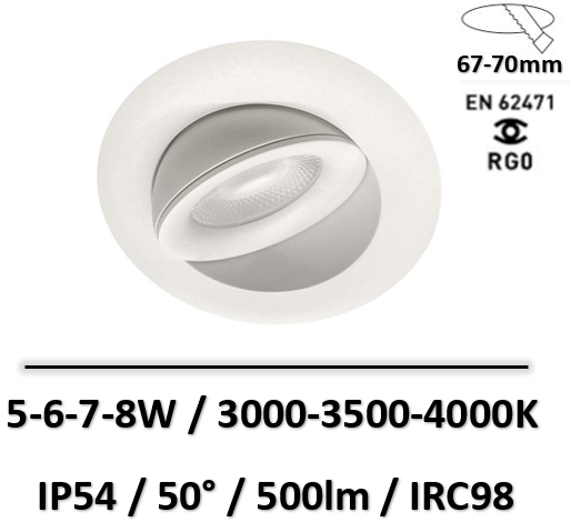 Asled - Spot encastrable SWING SLIM Blanc CCT 4 puissances IP54 ...