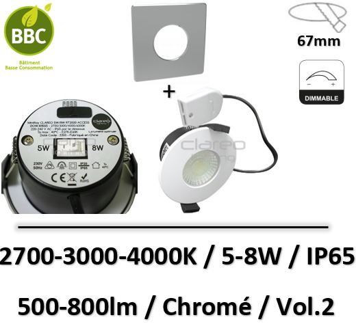 Clareo - SPOT LED CCT BBC 230V 5-8W 2700/3000/4000K GRADABLE - DOW ...
