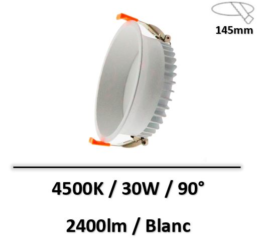 Ledme - Downlight Led Luxtar 30W (Ugr 19) 4500K - LM4263 - Spots LED encastrés/Spots LED ...