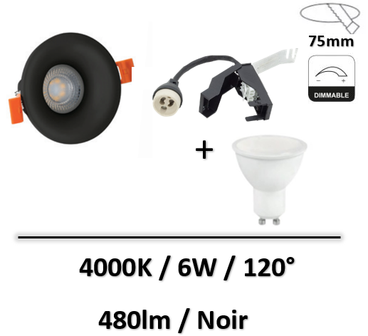 Spectrum - SPOT POUR LAMPE Ø50MM - DOUILLE GU10 INCL./NOIR 6W 4000K ...