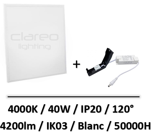Clareo - Panel CLAREO 600x600 ACCESS 8 40W avec driver - PAN.102100+DRI ...