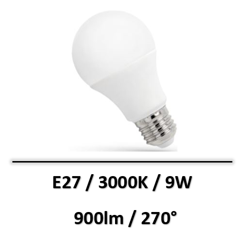 Spectrum - AMPOULE LED GLS E-27 230V 9W ALU WW SPECTRUM - WOJ+14610 - Ampoules LED/Ampoules LED ...