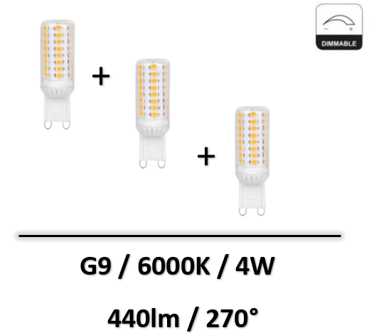 Spectrum - AMPOULE LED G9 4W 6000K Dimmable - WOJ+14486x3 - Ampoules ...