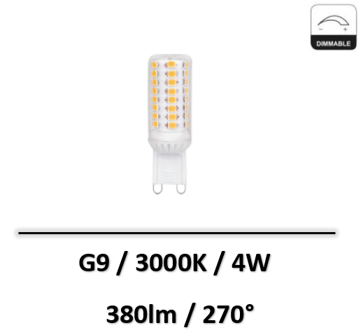 Spectrum - AMPOULE LED G9 4W 3000K Dimmable - WOJ+14484_4W - Ampoules LED/Ampoules LED G9 ...